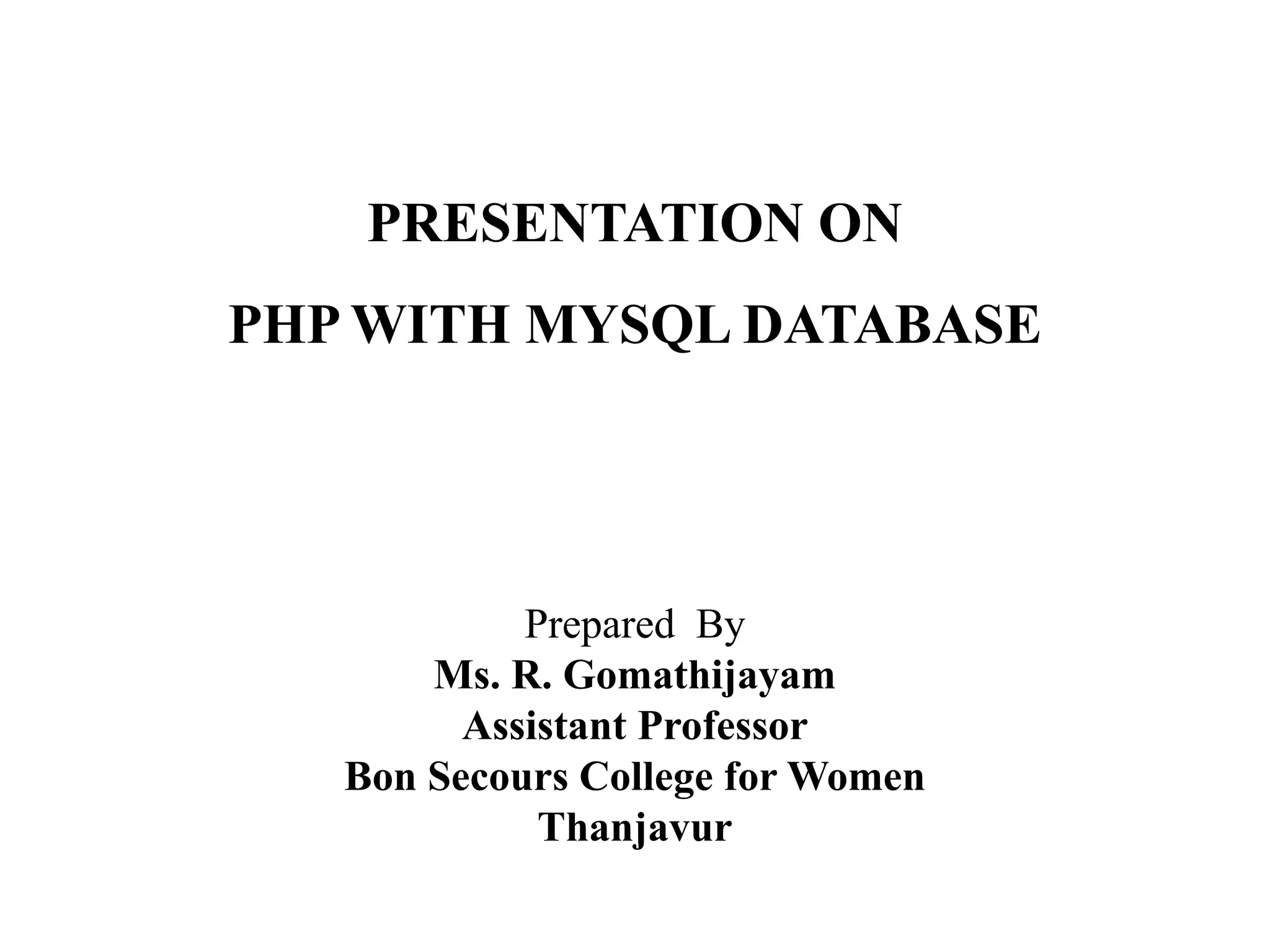 Php With Mysql Ppt Ppt 
