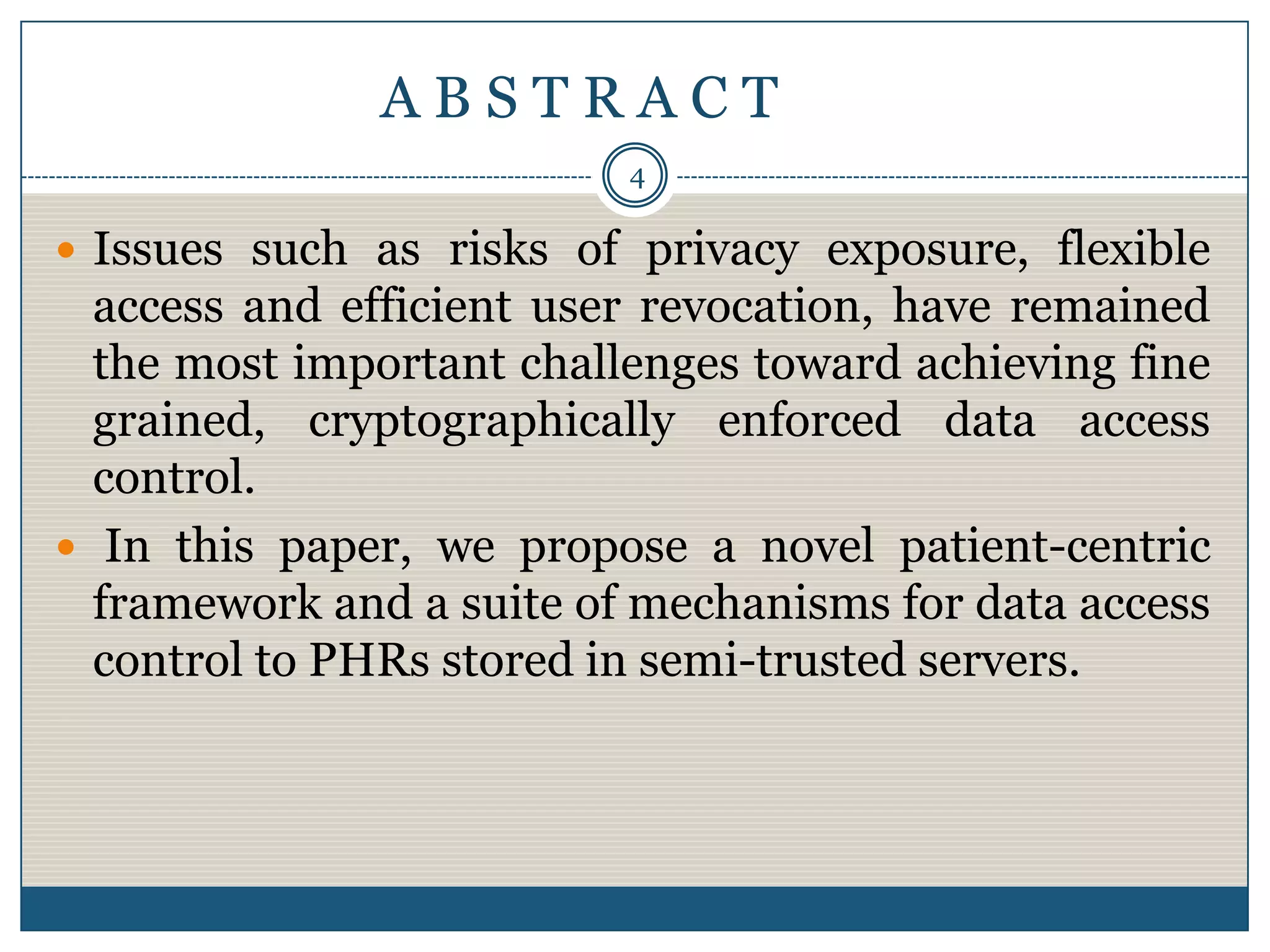 secured storage of Personal health record in cloude | PPT