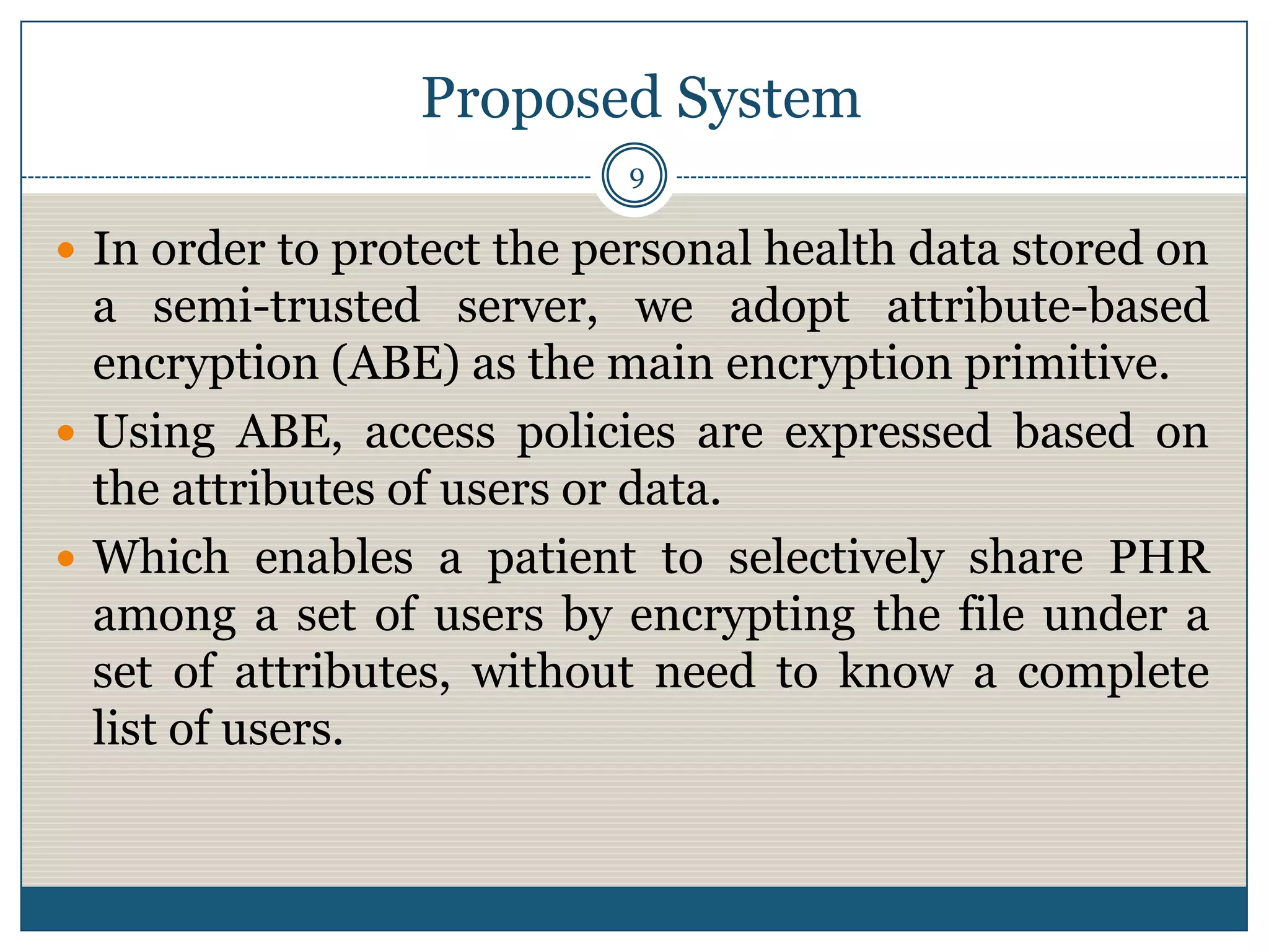 secured storage of Personal health record in cloude | PPT