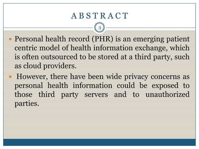 secured storage of Personal health record in cloude | PPT