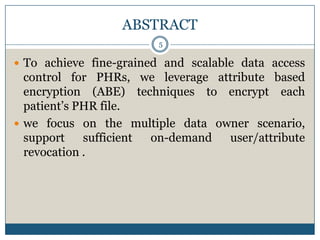 secured storage of Personal health record in cloude | PPT