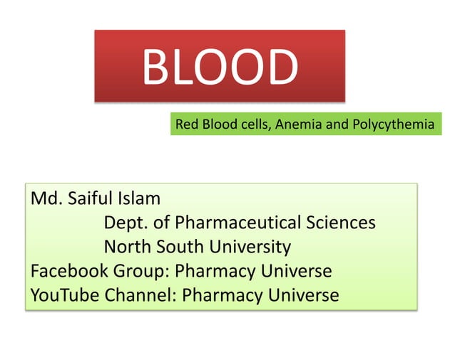 Blood (RBC, Anemia, Polycythemia) | PPTX | Blood Disorders | Diseases ...