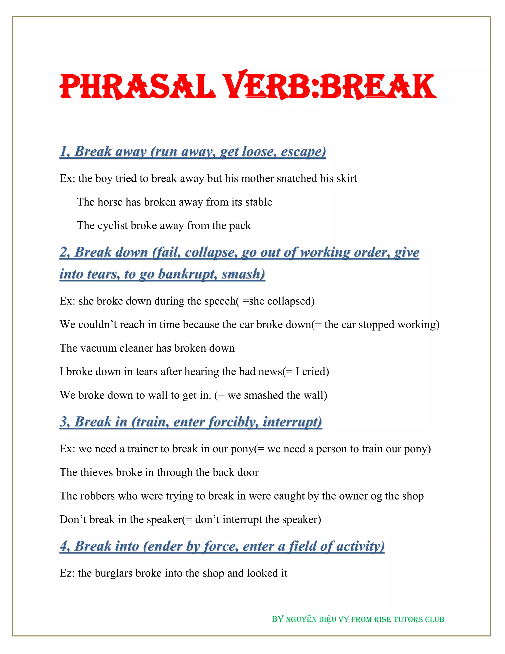 PHRASAL VERB: BREAK | PDF