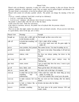 Phrasal verb | DOCX | Parenting Babies and Toddlers | Parenting