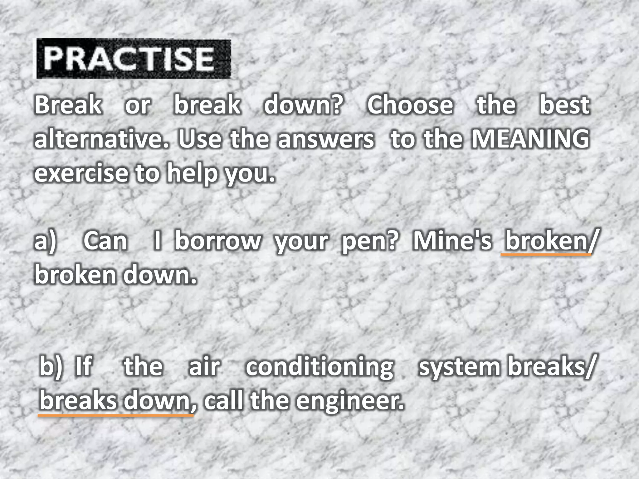Phrasal verb - break down | PPTX