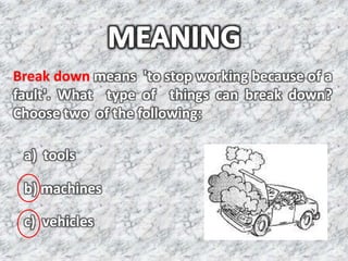 Phrasal verb - break down | PPT