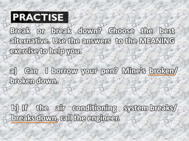 Phrasal verb - break down | PPT