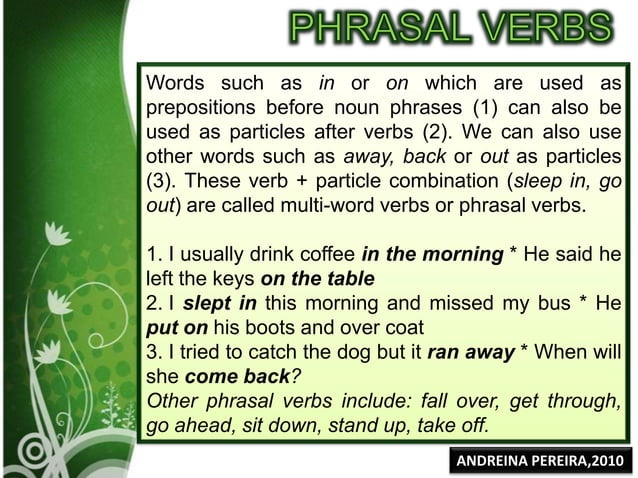 Phrasal verbs | PPTX | Programming Languages | Computing