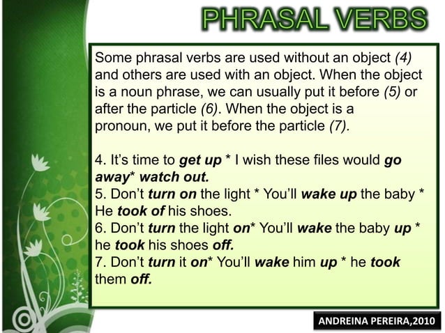Phrasal verbs | PPTX | Programming Languages | Computing