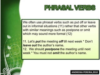 Phrasal verbs | PPTX | Programming Languages | Computing