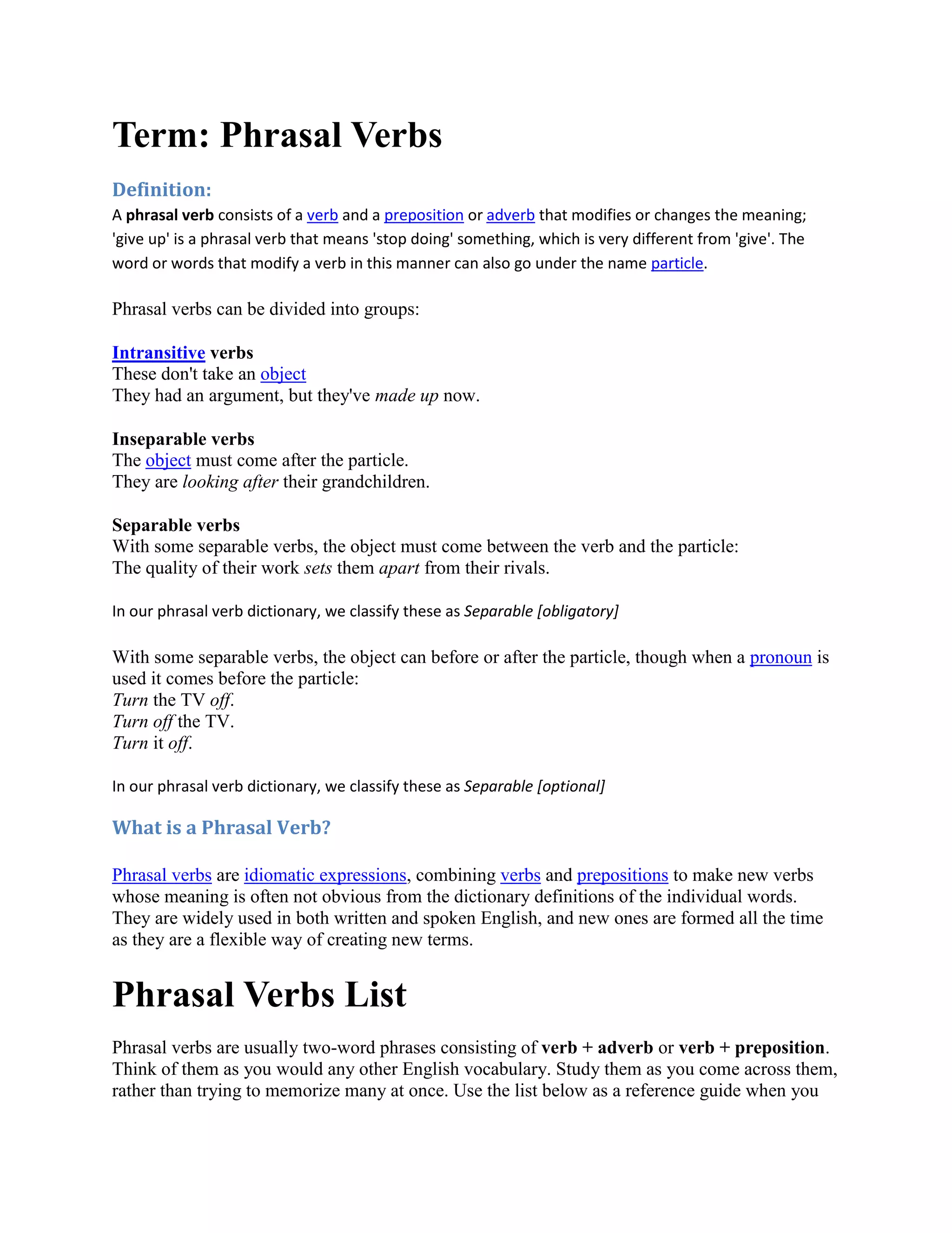 Phrasal verbs | DOCX