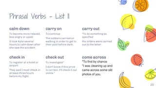 English Grammar - Phrasal Verbs - List of 100 words | PPTX