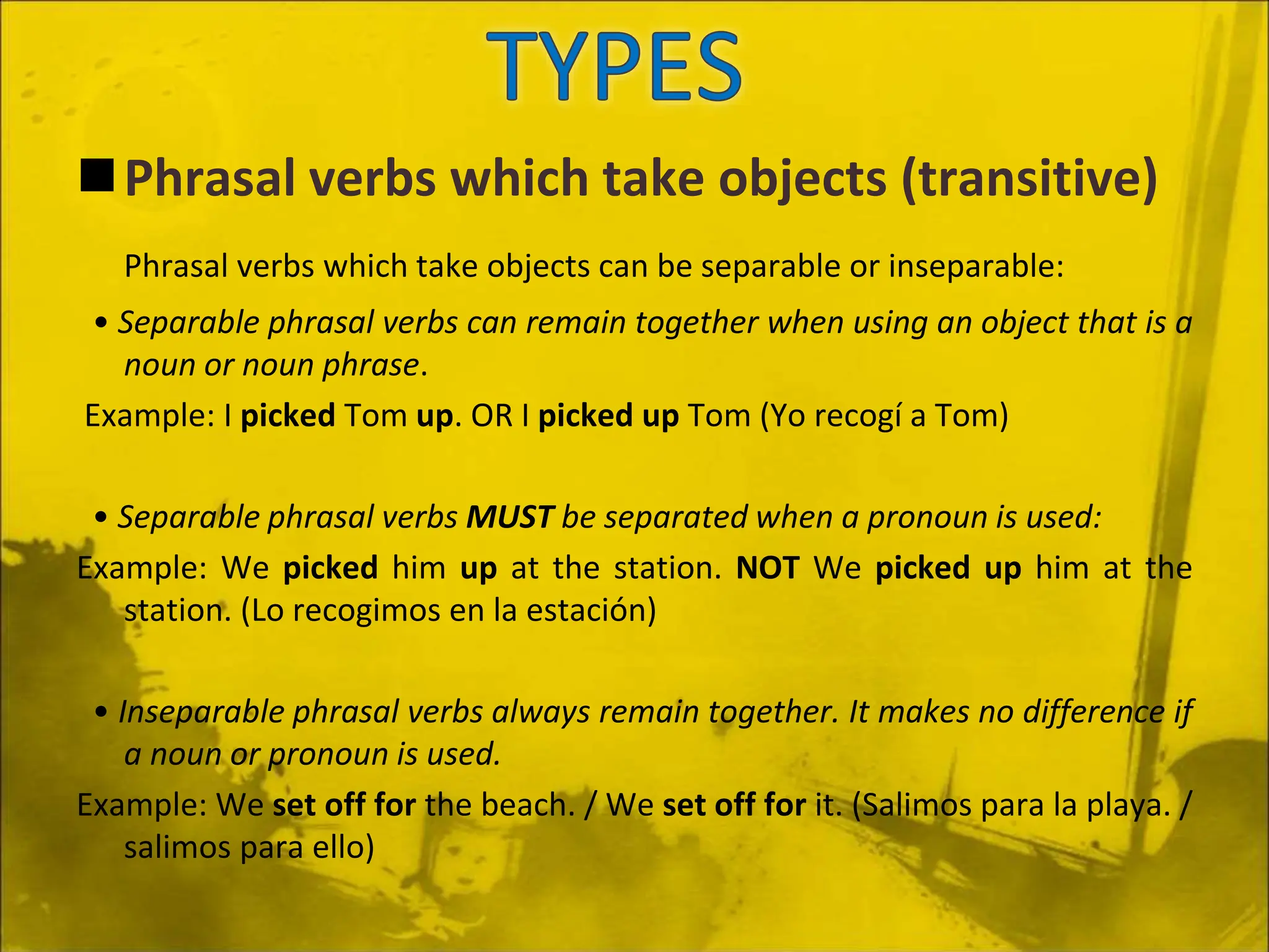 Phrasal verbs in English (Verbos Frasales) | PPT