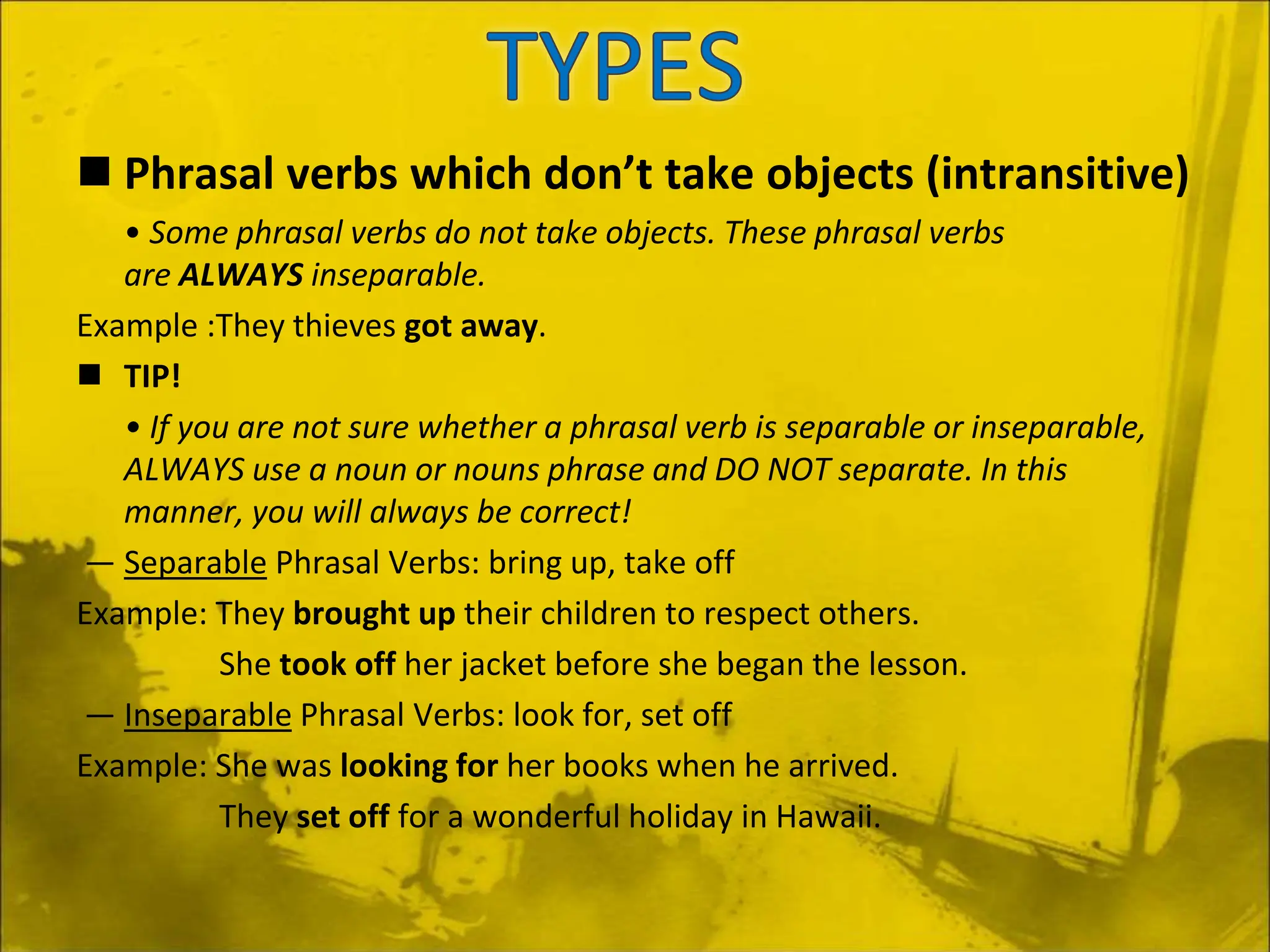 Phrasal verbs in English (Verbos Frasales) | PPT