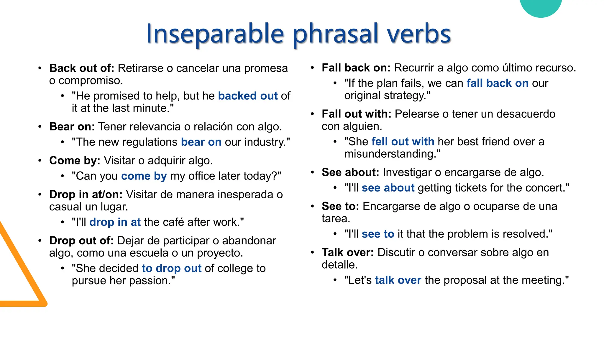 ESL Phrasal Verbs: What are them, types and examples | PPTX