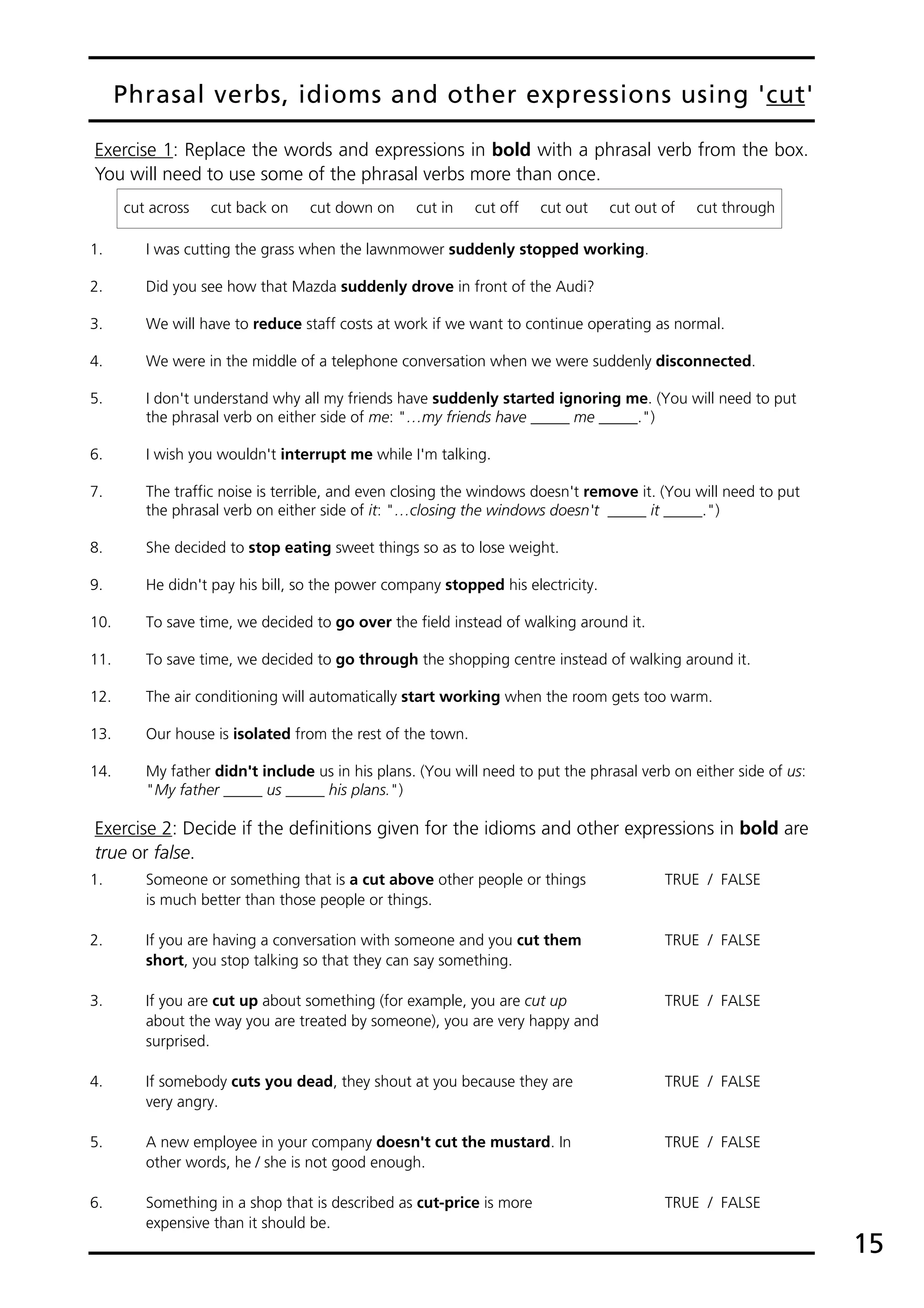 Phrasal verbs and idioms | PDF