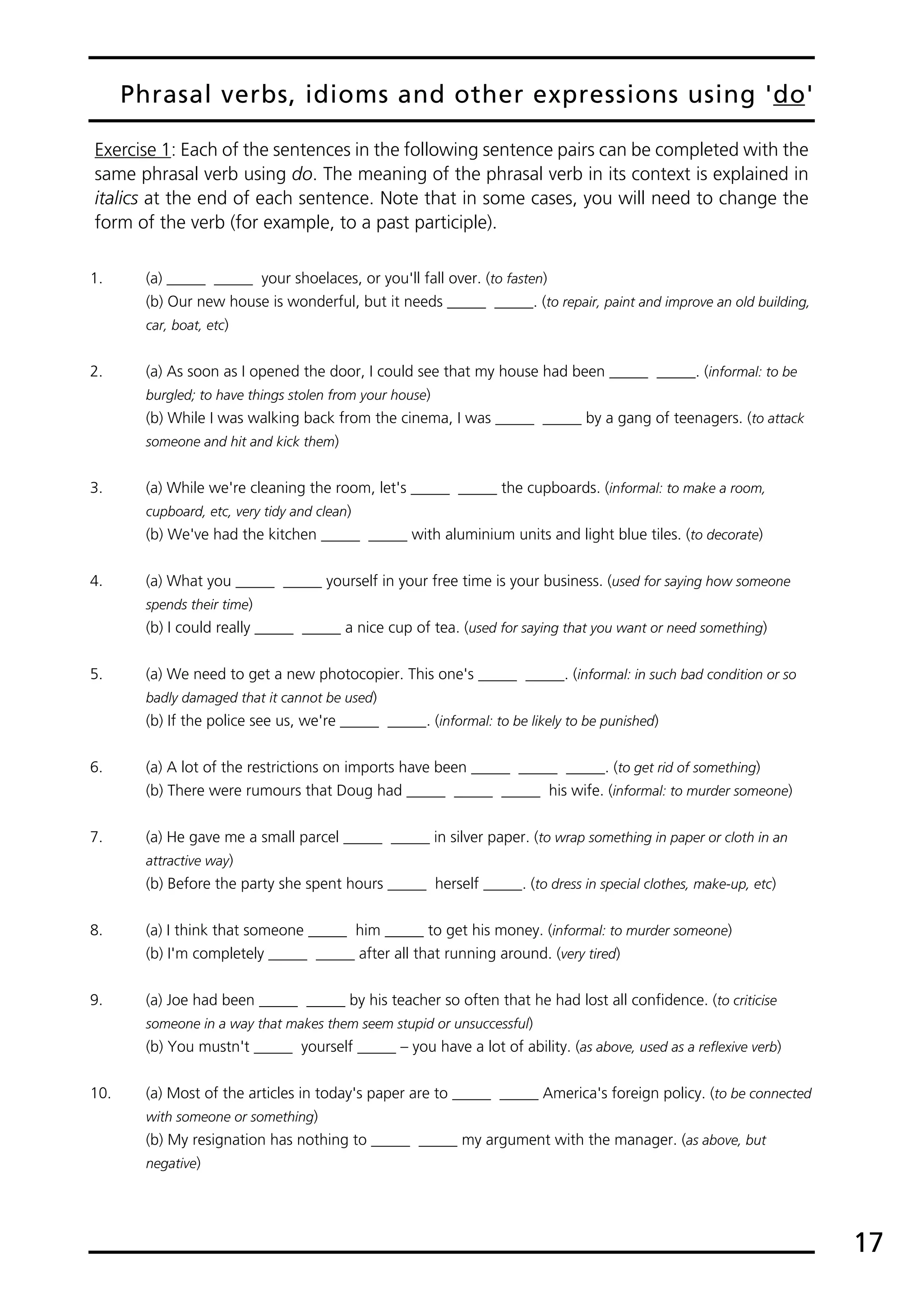 Phrasal verbs and idioms | PDF