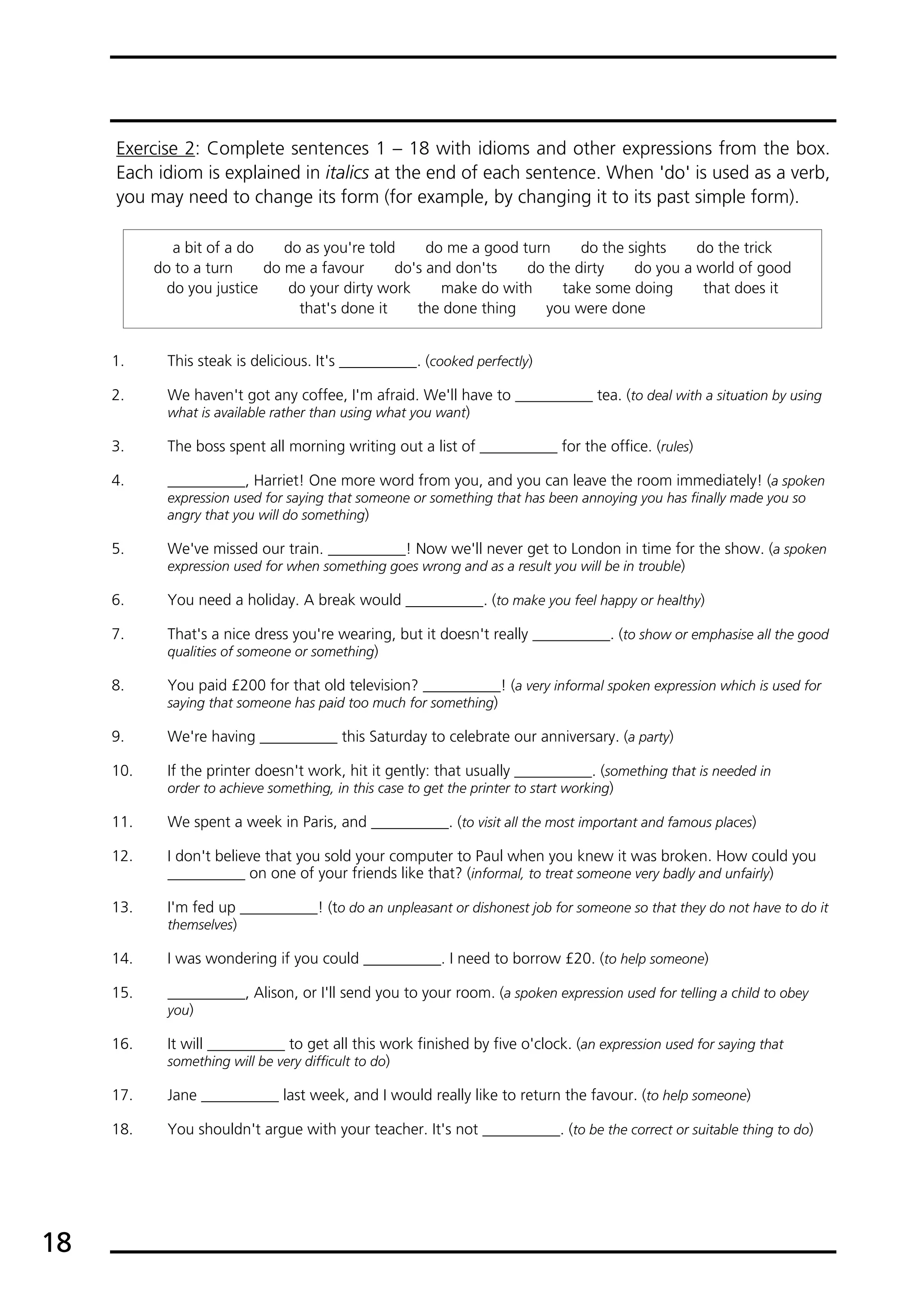 Phrasal verbs and idioms | PDF
