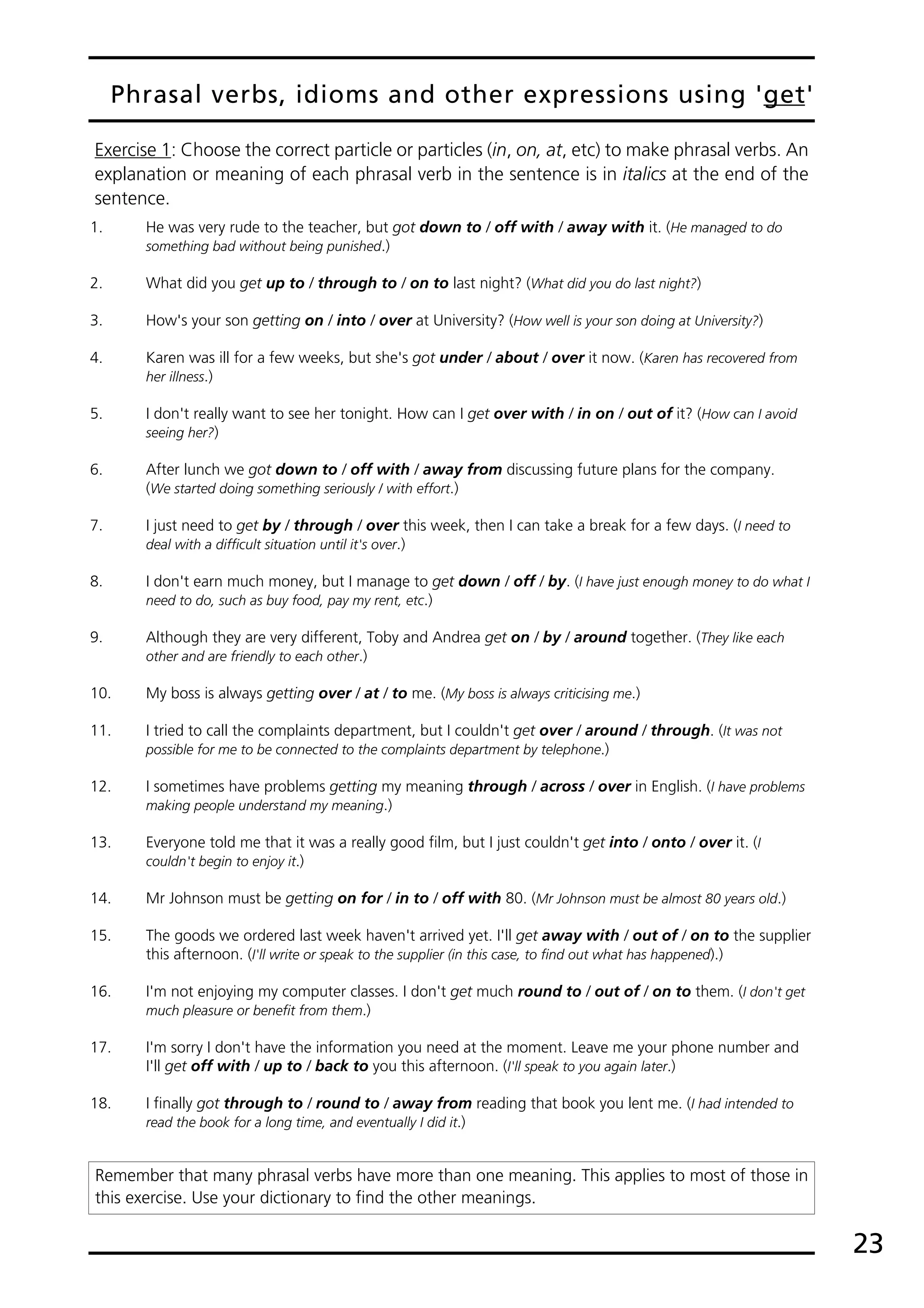 Phrasal verbs and idioms | PDF