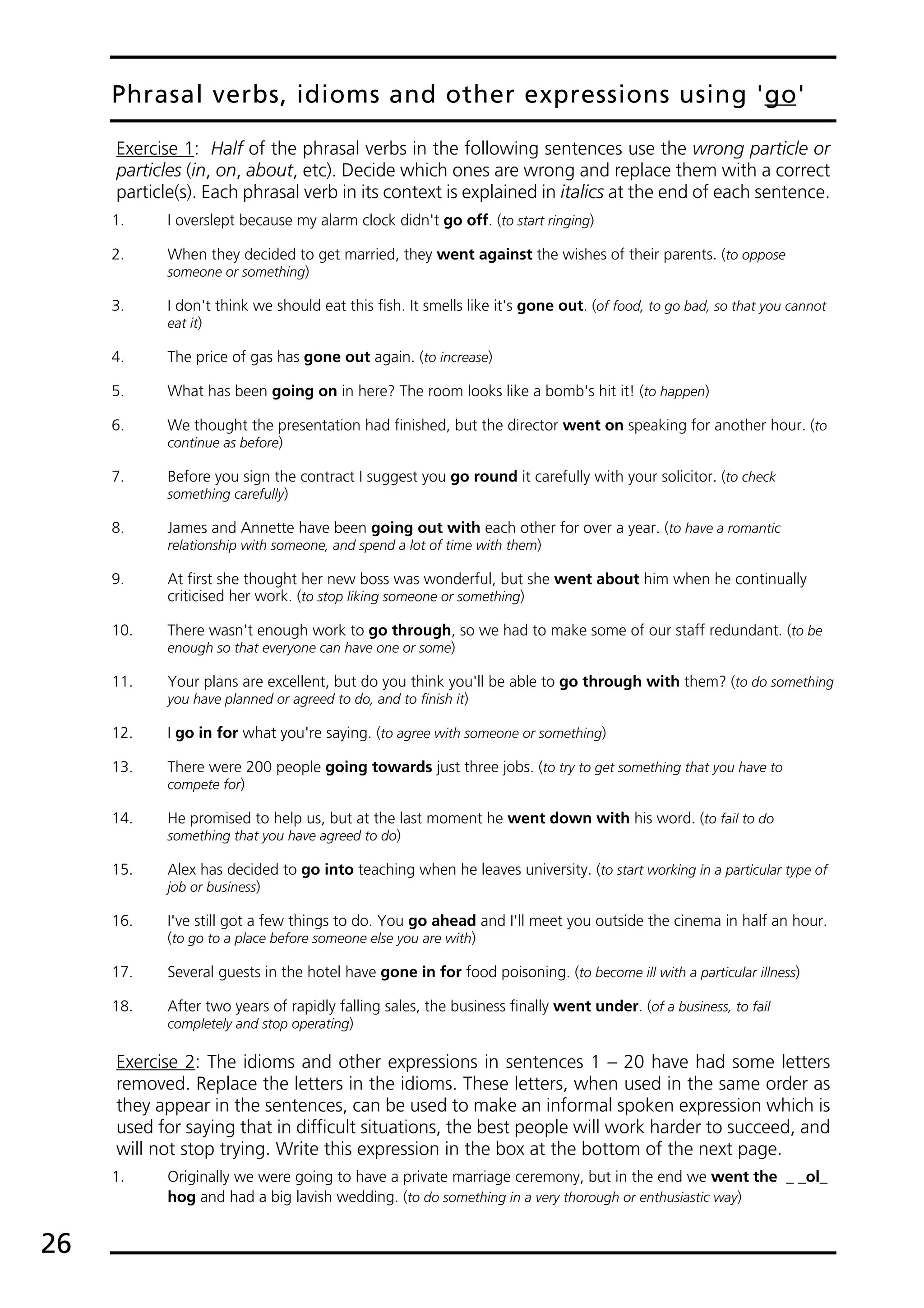 Phrasal verbs and idioms | PDF