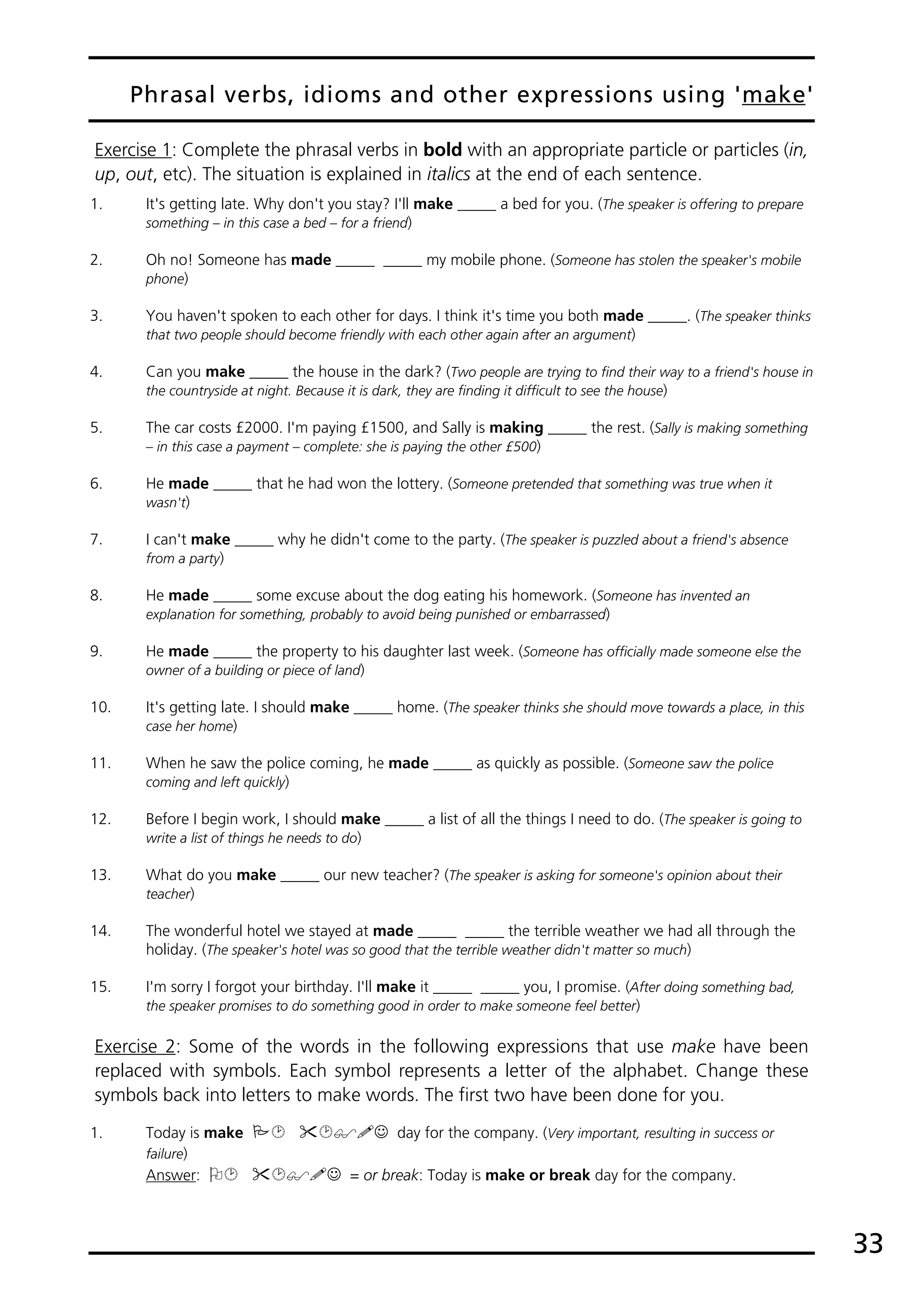 Phrasal verbs and idioms | PDF