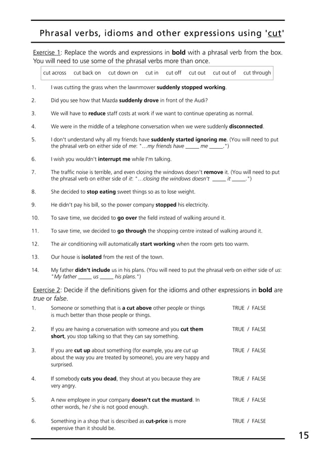 Phrasal verbs and idioms | PDF