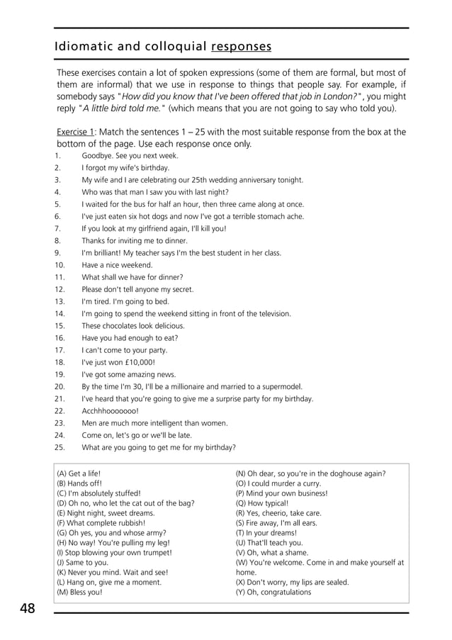 Phrasal verbs and idioms | PDF