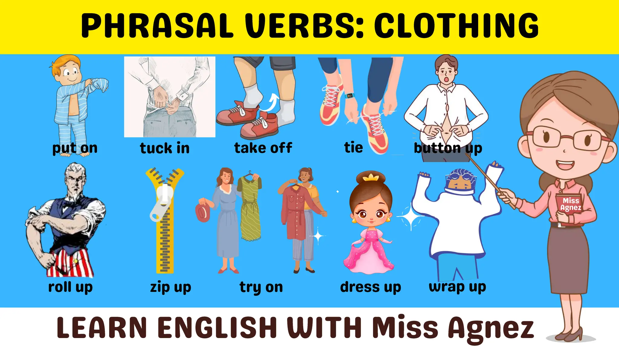 Learn Phrasal Verbs of Clothing with Pictures and Sentences | Fun ...