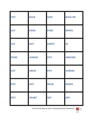 ESL Game - Phrasal Verbs Domino | PDF