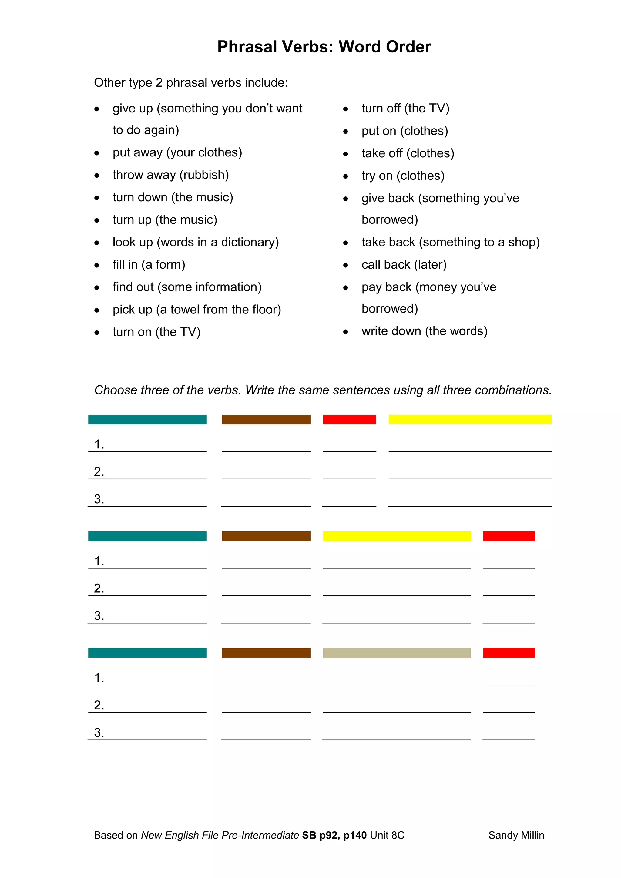 Phrasal verbs word order | PDF