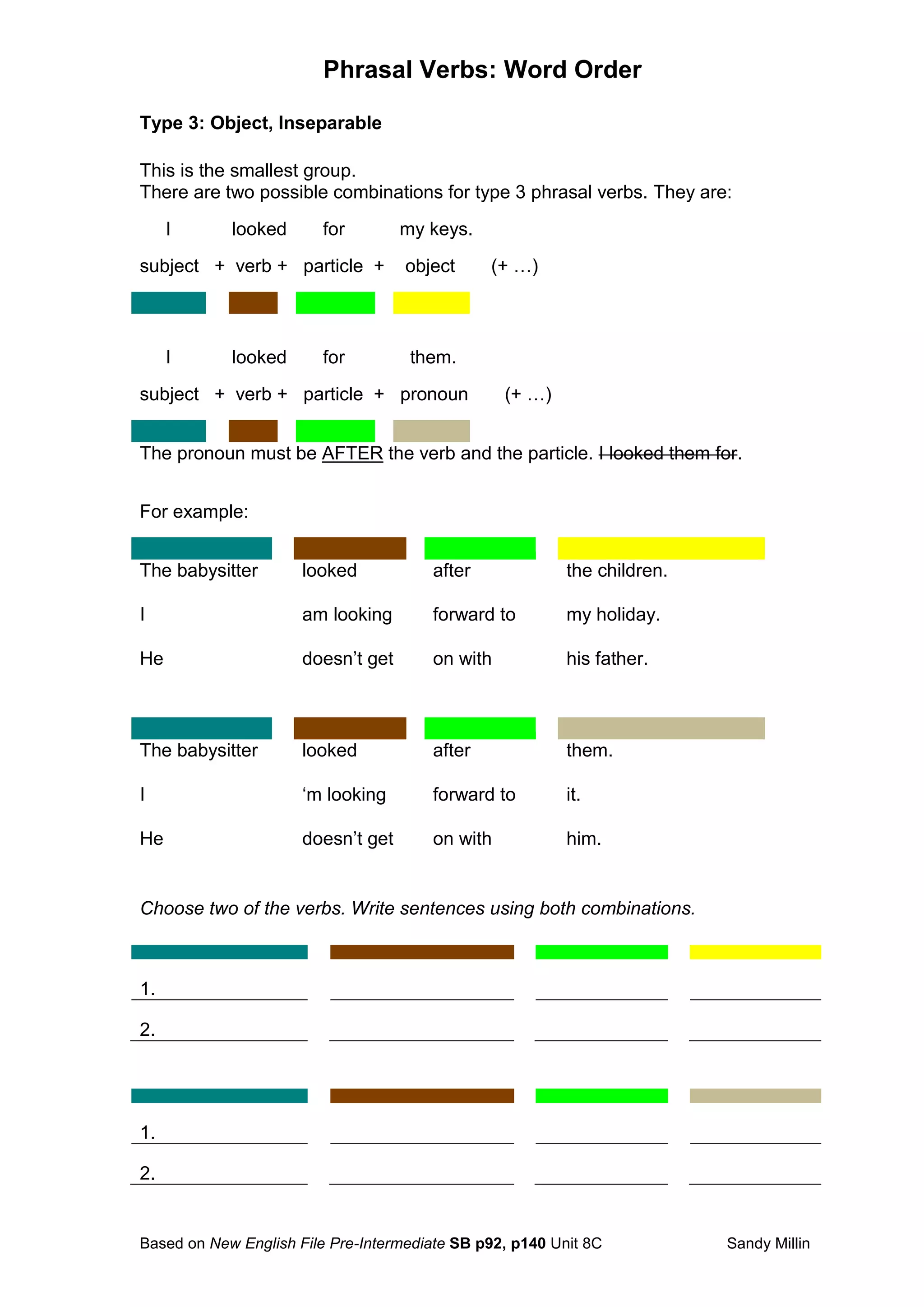 Phrasal verbs word order | PDF