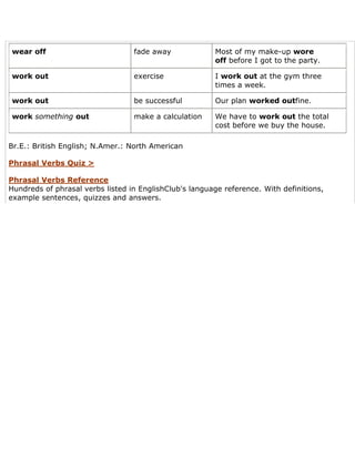 Phrasal verbs list | DOCX | Road-Side Assistance | Automotive