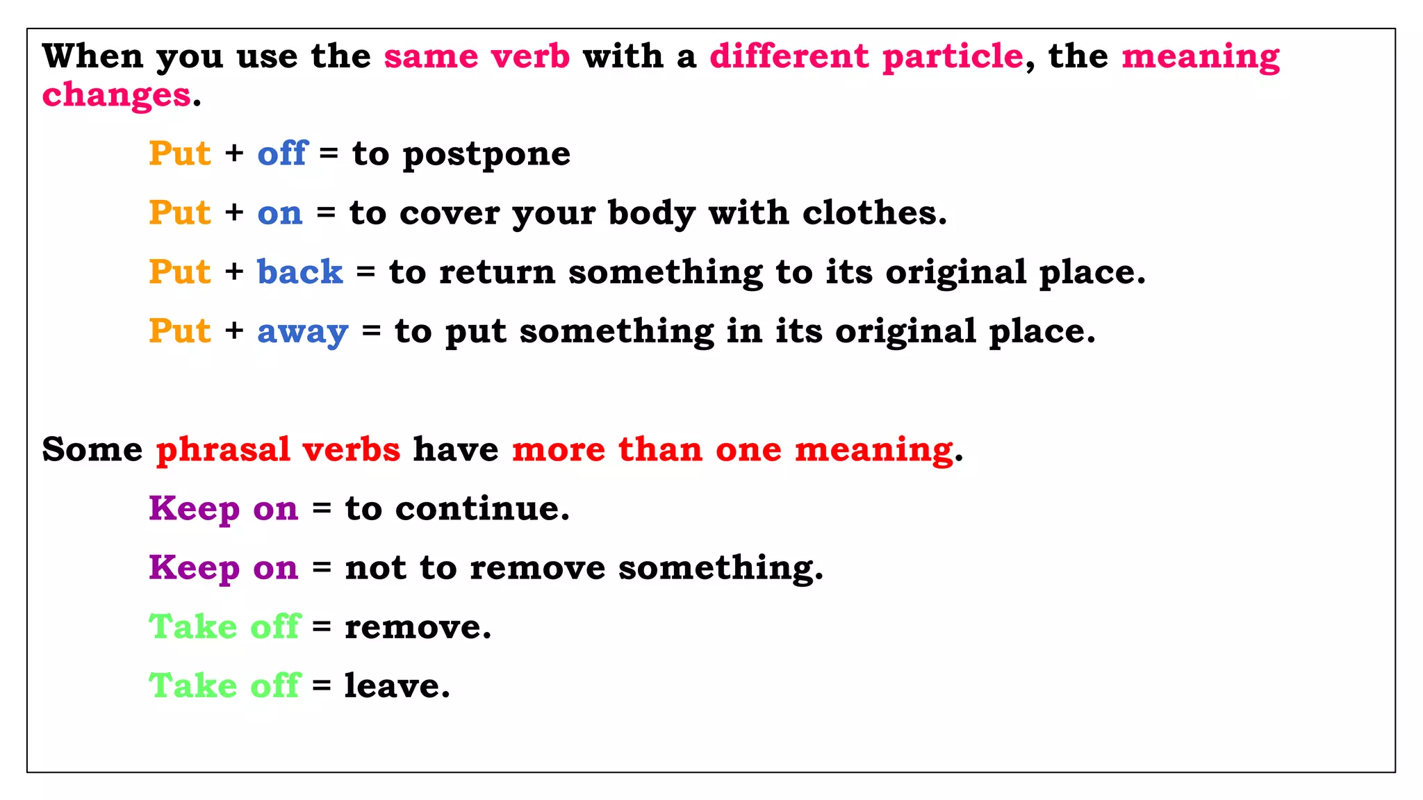 Phrasal verbs English Grammar Topic. | PPTX