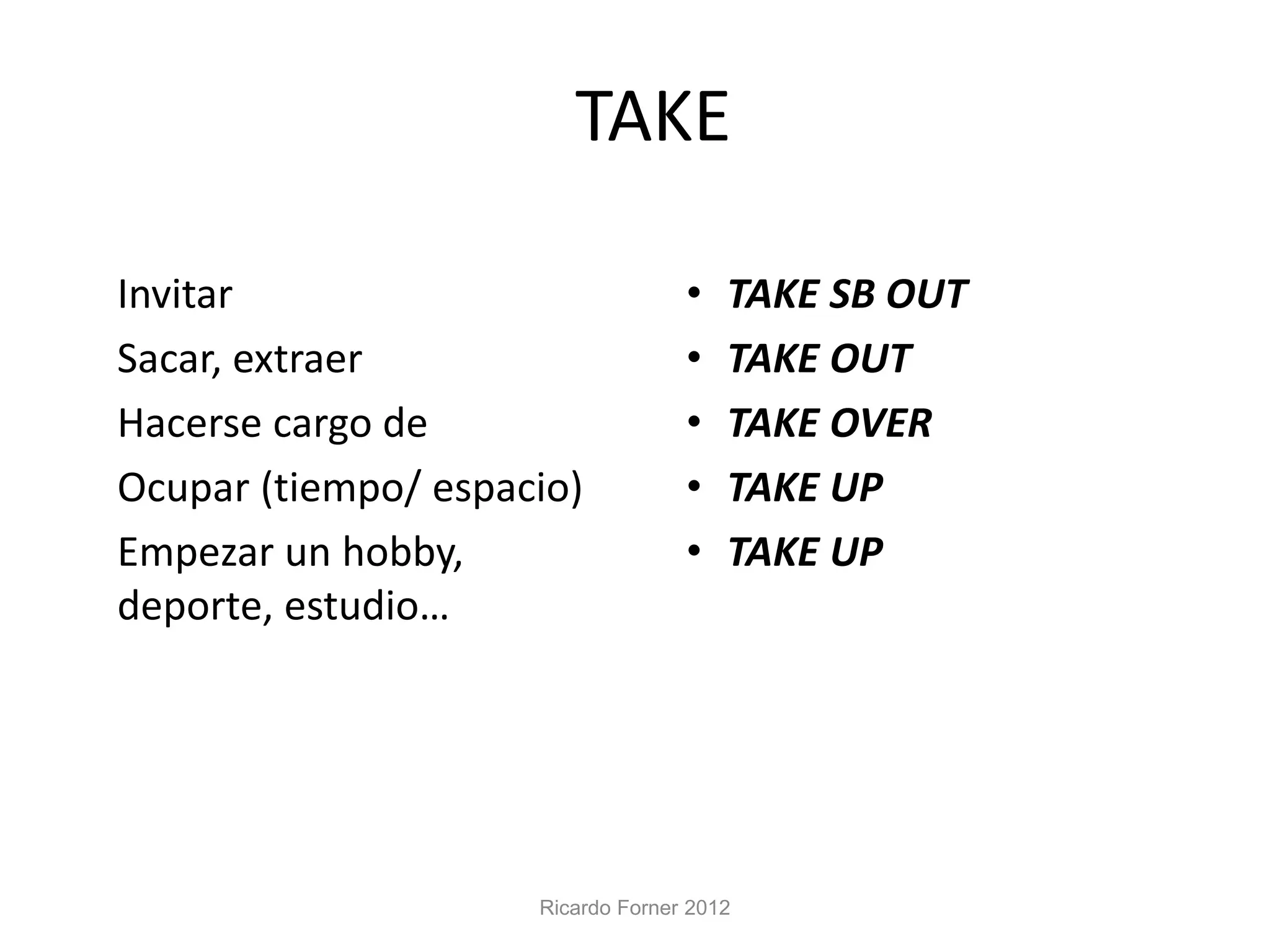 Phrasal verbs V (set, take, turn) | PPSX