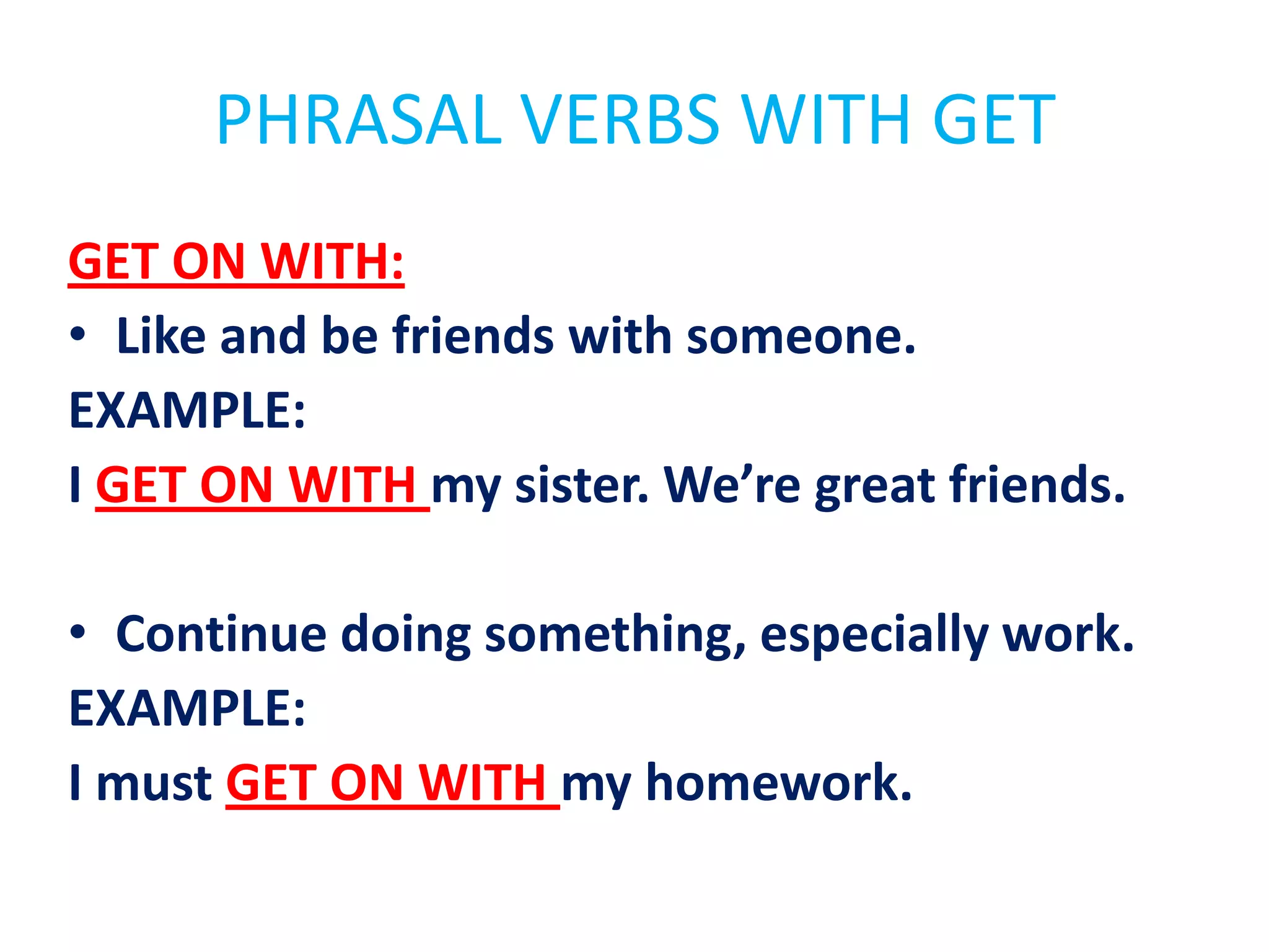 Phrasal verbs with get | PPTX