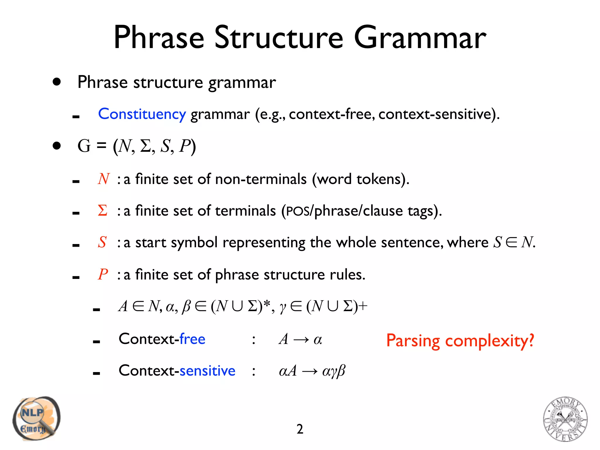 CS571: Phrase Structure Grammar | PPT
