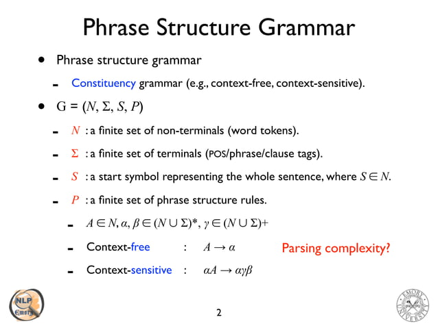 CS571: Phrase Structure Grammar | PPT