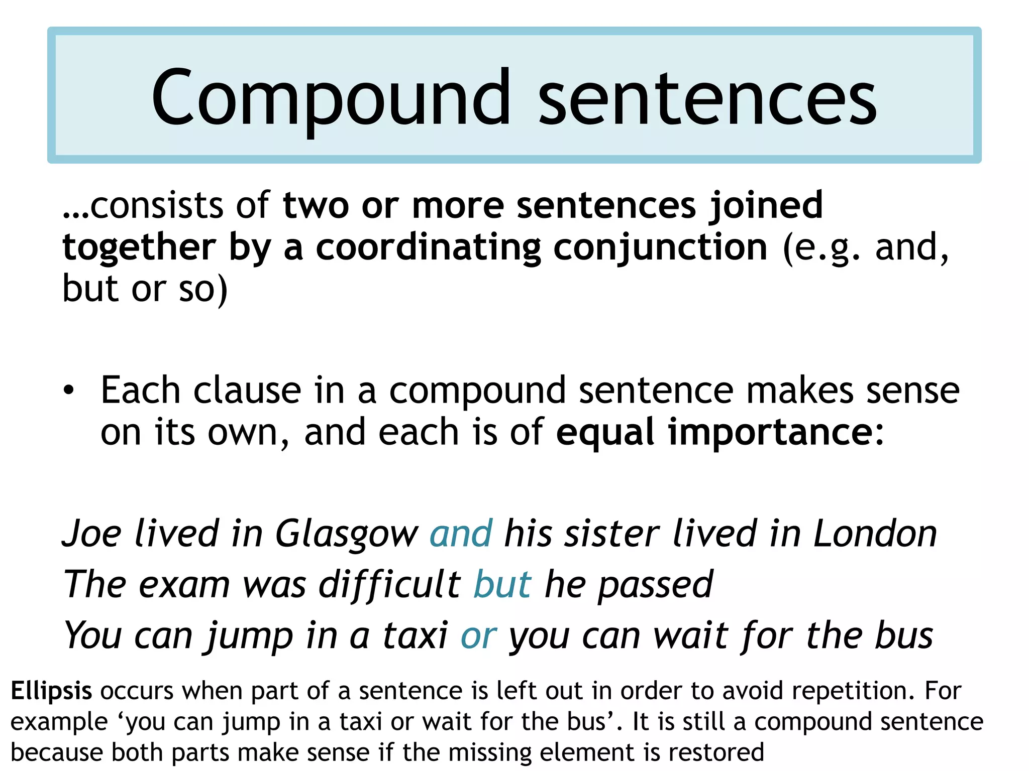 English Language Terminology - Phrases, Clauses and Sentences | PPT ...