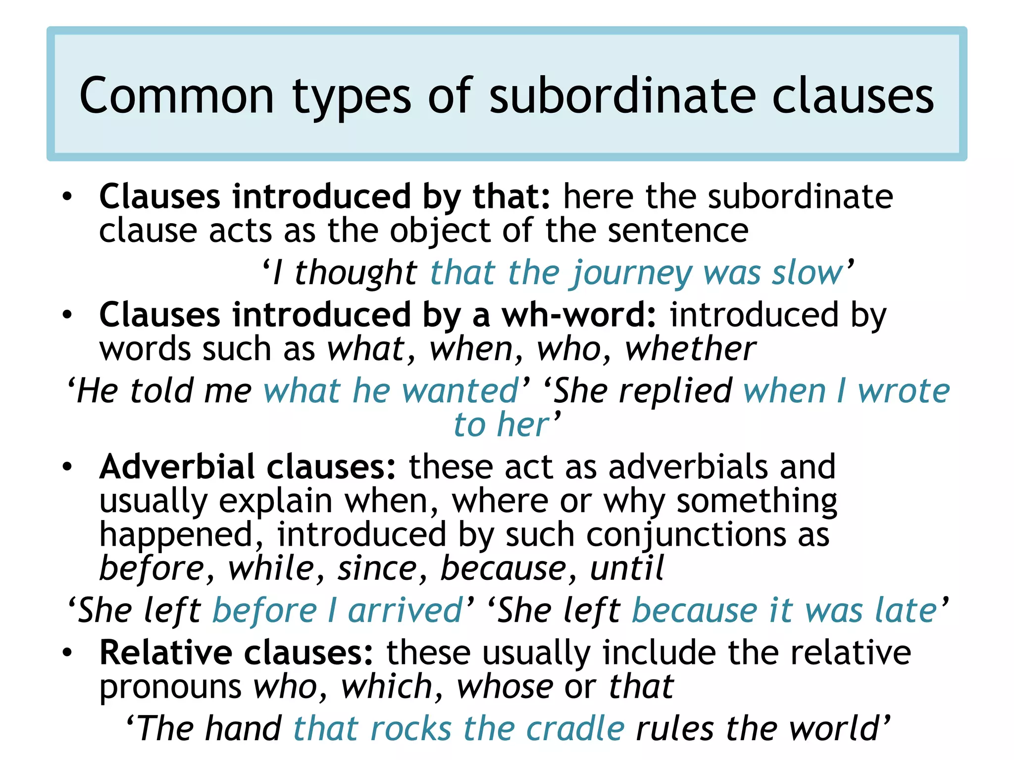 English Language Terminology - Phrases, Clauses and Sentences | PPT ...