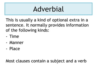 English Language Terminology - Phrases, Clauses and Sentences | PPT
