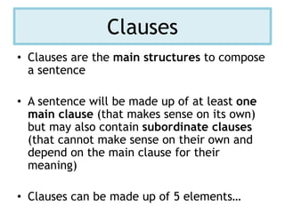 English Language Terminology - Phrases, Clauses and Sentences | PPT