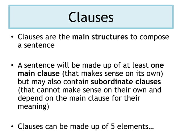 English Language Terminology - Phrases, Clauses and Sentences | PPT ...
