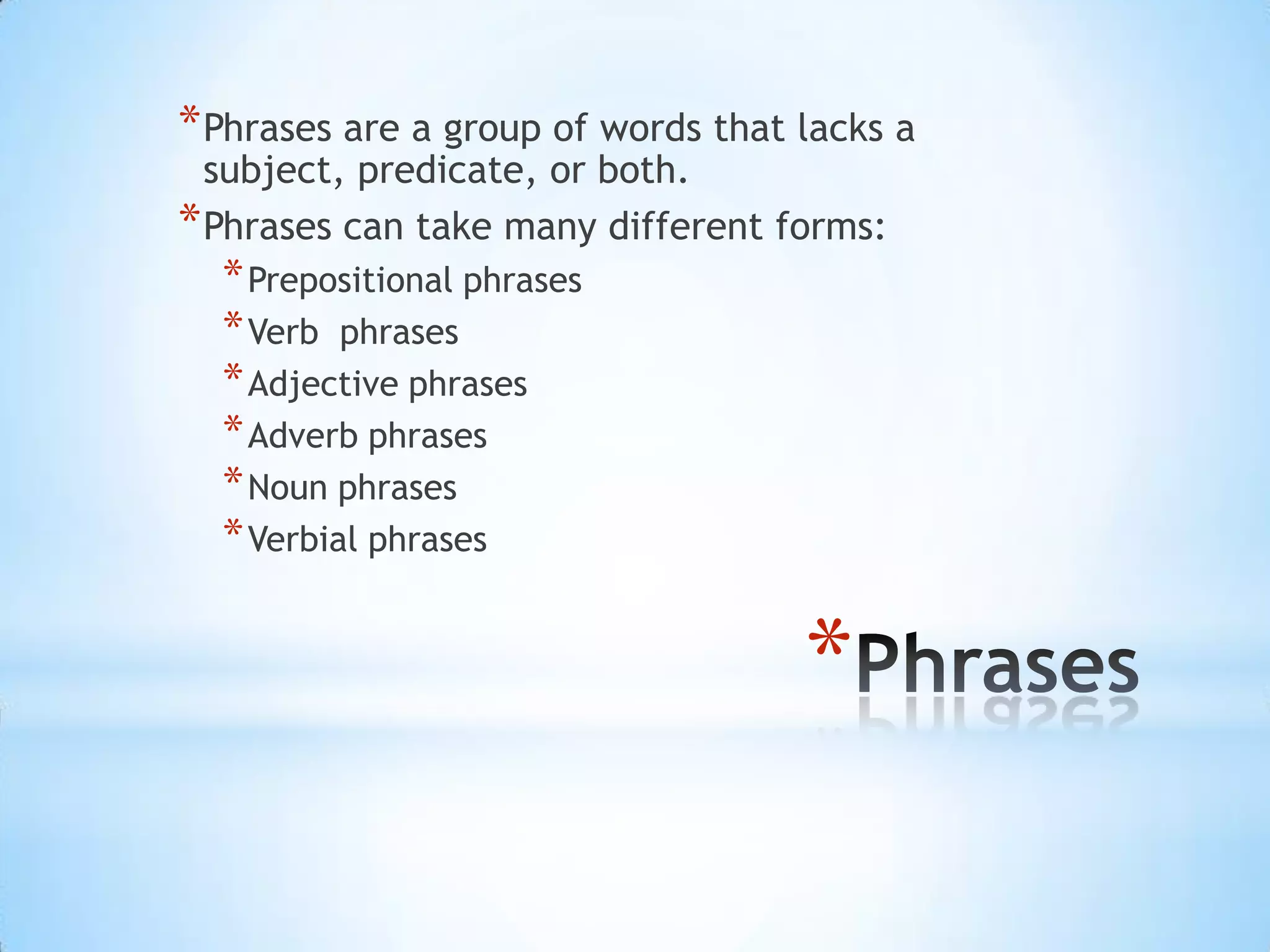 Phrases, clauses, and sentences | PPTX | Sports