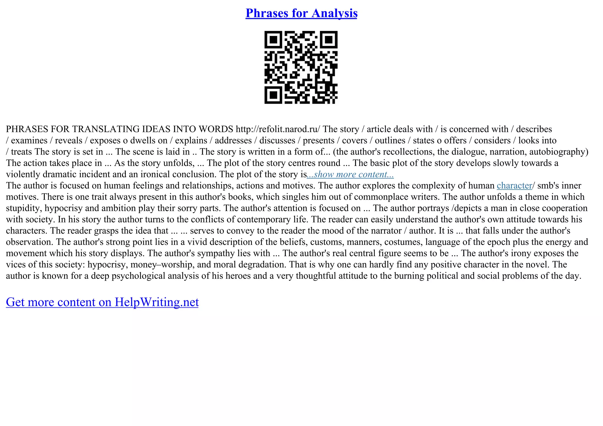 Phrases For Analysis | PPT