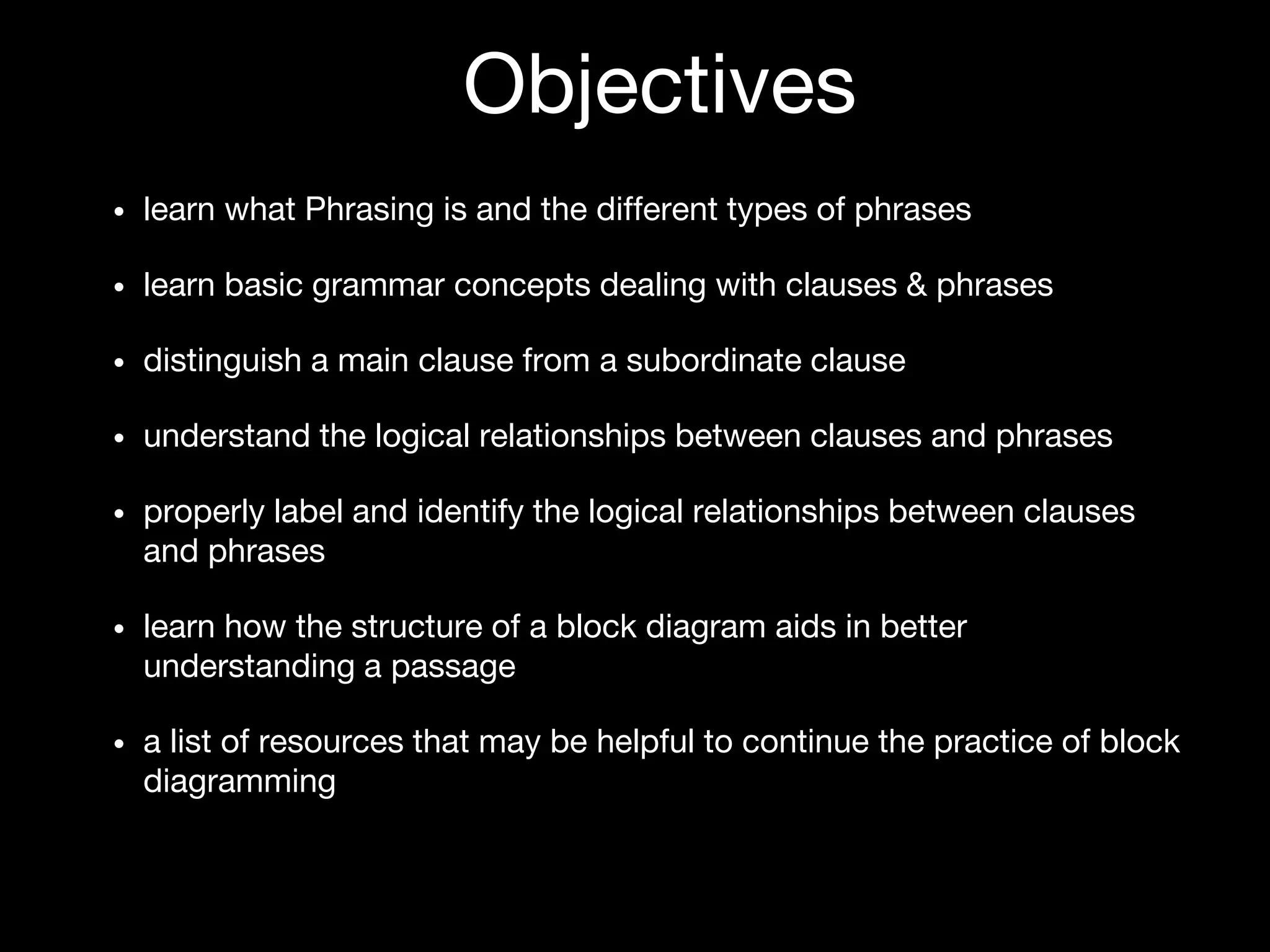 Phrasing objectives | PPTX