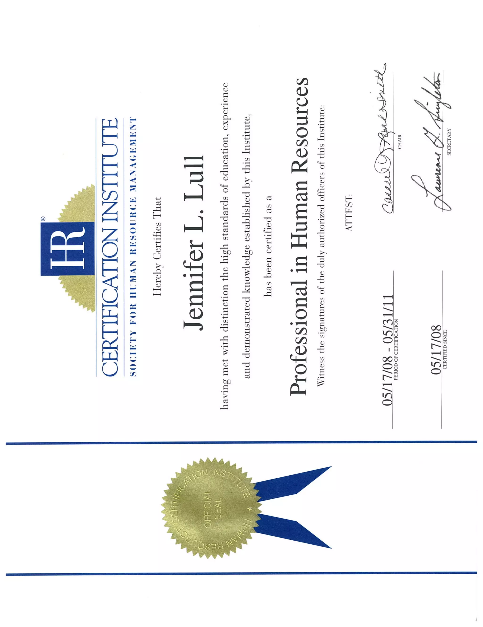 PHR Certificate | PDF