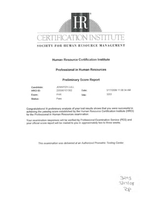 PHR Certificate | PDF