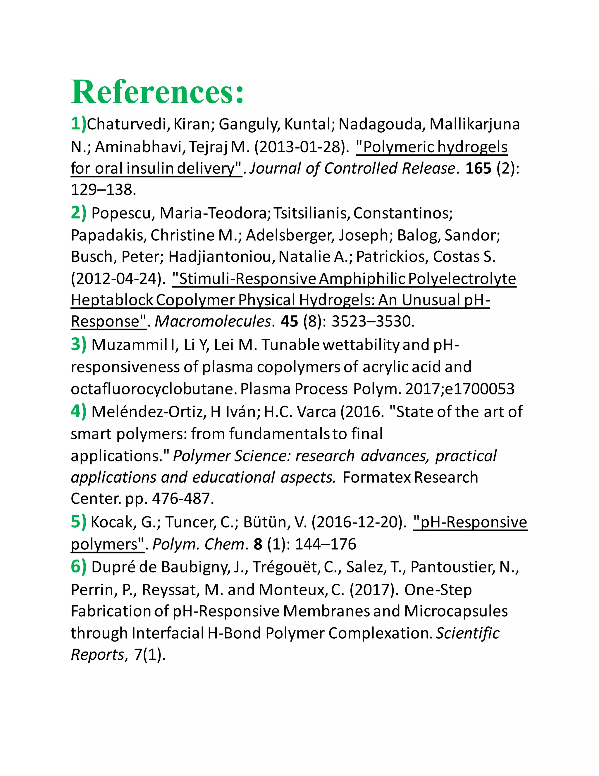 pH responsive polymers in polymer chemistry | DOCX