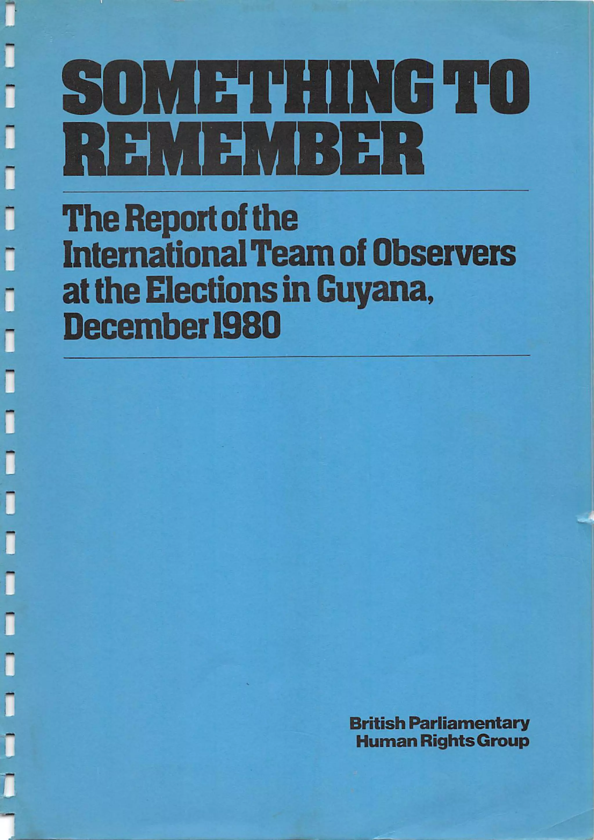 Something to Remember: Guyana Election Report (1980) | PDF