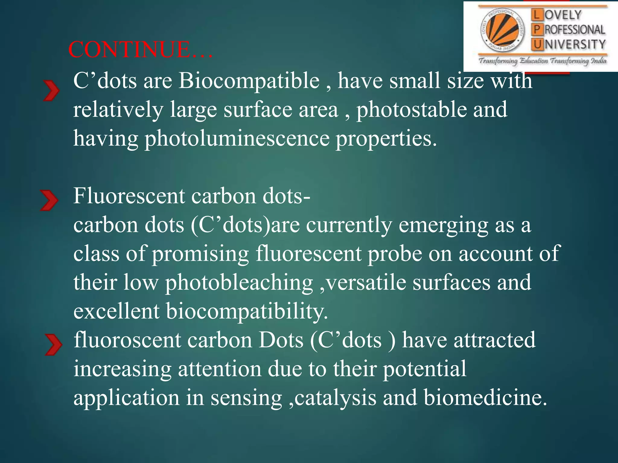 Application of Carbon dots ppt | PPTX